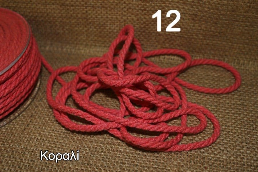 Κορδόνι 100% βαμβακερό στριφτό 10mm 10μ/καρούλι – Mylonas Trimmings