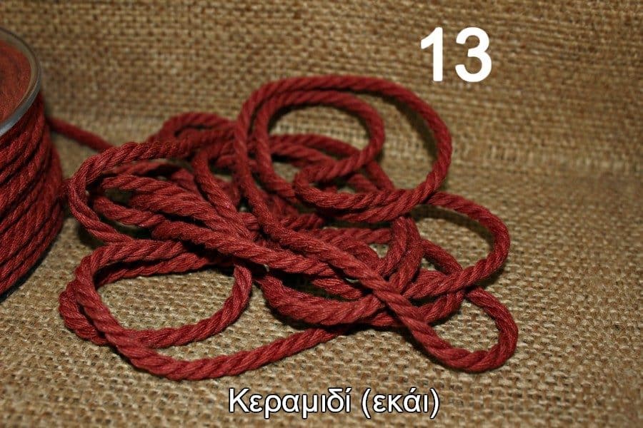 Κορδόνι 100% βαμβακερό στριφτό 10mm 10μ/καρούλι – Mylonas Trimmings
