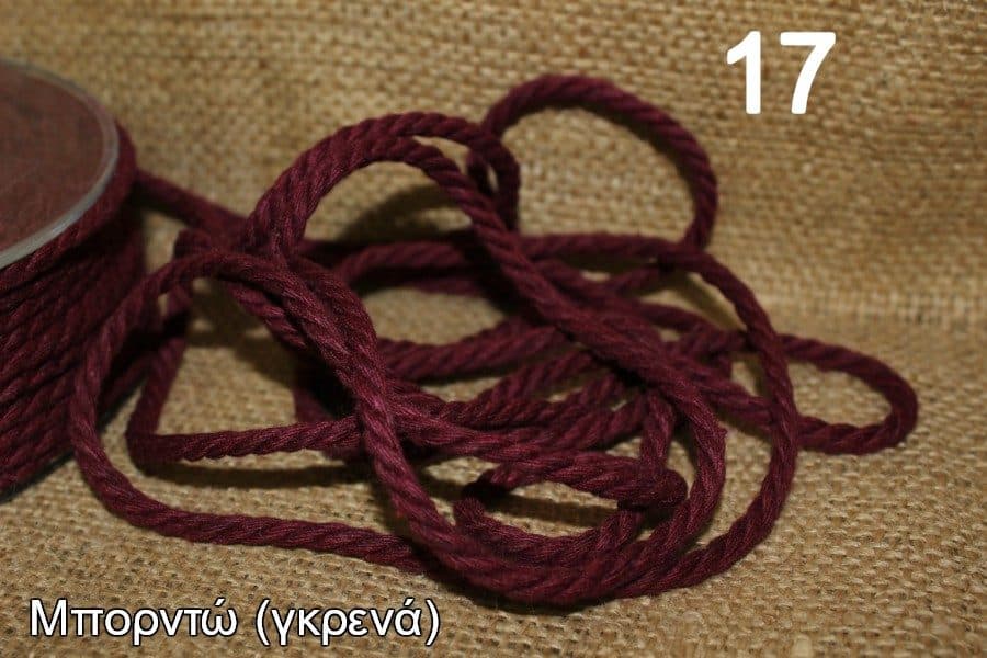 Κορδόνι 100% βαμβακερό στριφτό 10mm 10μ/καρούλι – Mylonas Trimmings
