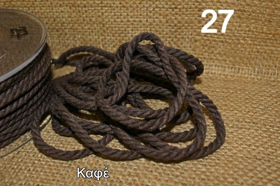 Κορδόνι 100% βαμβακερό στριφτό 10mm 10μ/καρούλι – Mylonas Trimmings