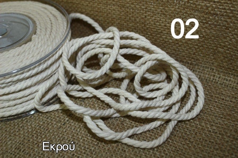 Κορδόνι 100% βαμβακερό στριφτό 10mm 10μ/καρούλι – Mylonas Trimmings