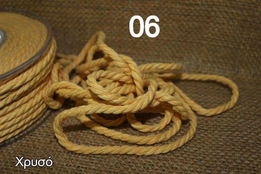 Κορδόνι 100% βαμβακερό στριφτό 10mm 10μ/καρούλι – Mylonas Trimmings